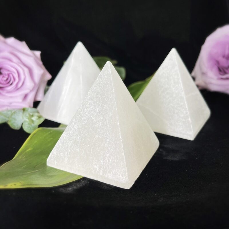 Sage Goddess Selenite White Light Pyramid for uplifting peace