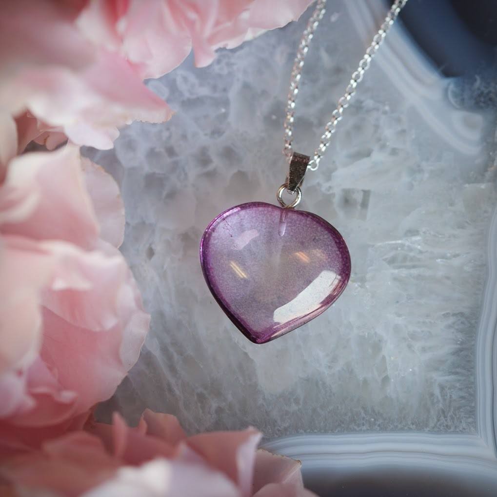 Pink aura heart pendants for spiritual healing & energetic balance