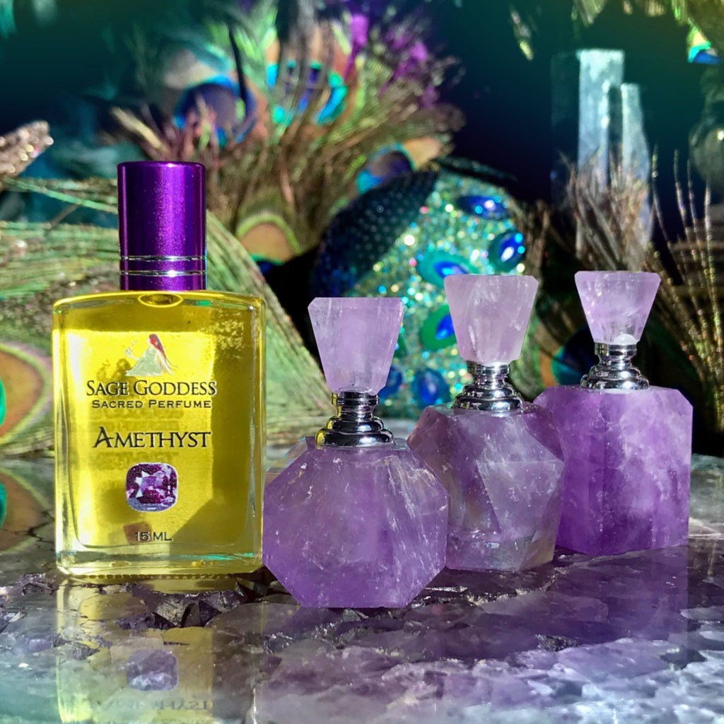 Peace and Harmony Amethyst Perfume Bottles with Amethyst Perfume