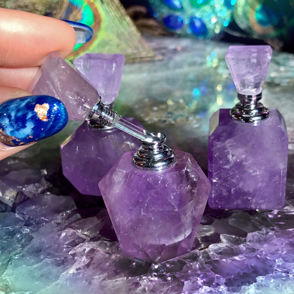 Peace and Harmony Amethyst Perfume Bottles with Amethyst Perfume