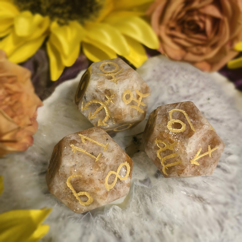 Sunstone Astrology Dice for cosmic wisdom - Sage Goddess