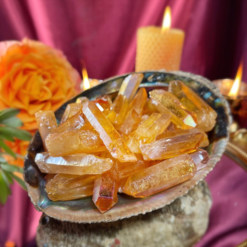 Orange Aura Quartz Point for creativity & inspiration - Sage Goddess