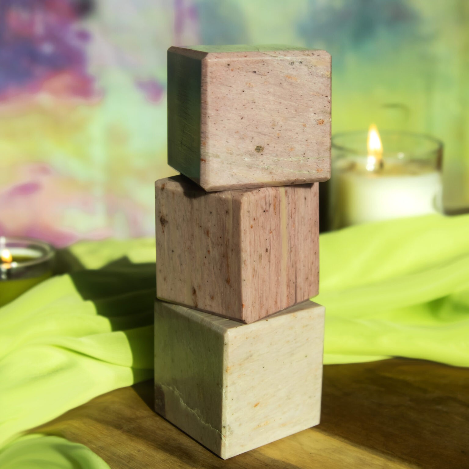 Grounded in Love Pink Petrified Wood Cube - Sage Goddess