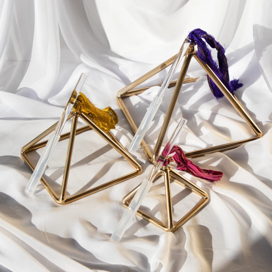 Sage Goddess Golden Aura Quartz Singing Pyramid for sound healing