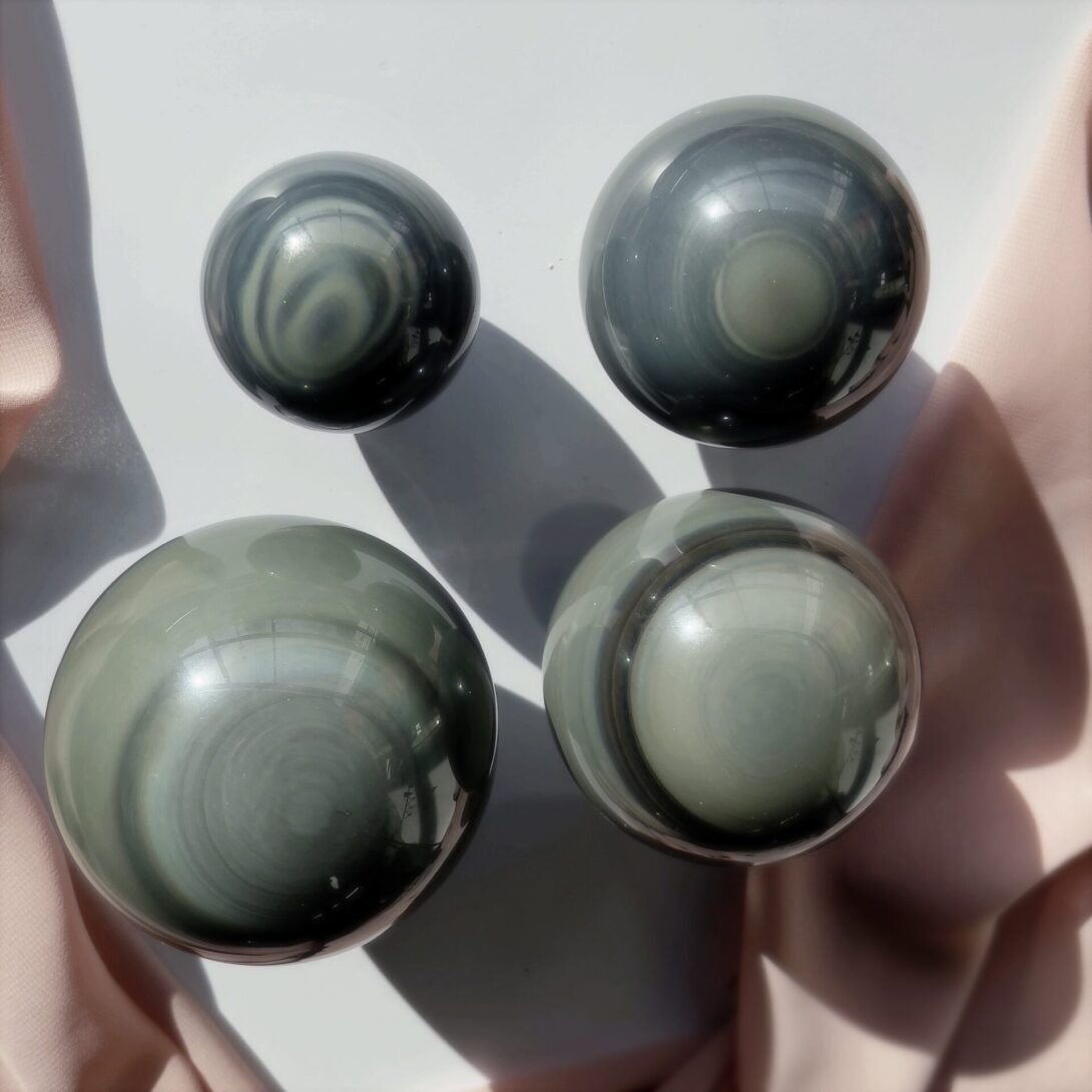 Sage Goddess Platinum Sheen Obsidian Sphere for letting go of your baggage