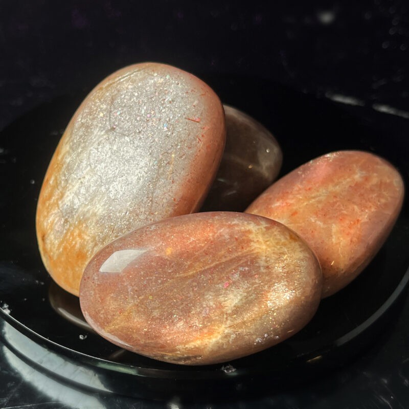 Peach Moonstone & Sunstone Palm Stone for creativity - Sage Goddess