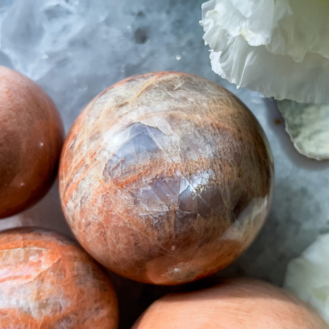 Sage Goddess Inspired Visions Peach Moonstone Sphere for creativity