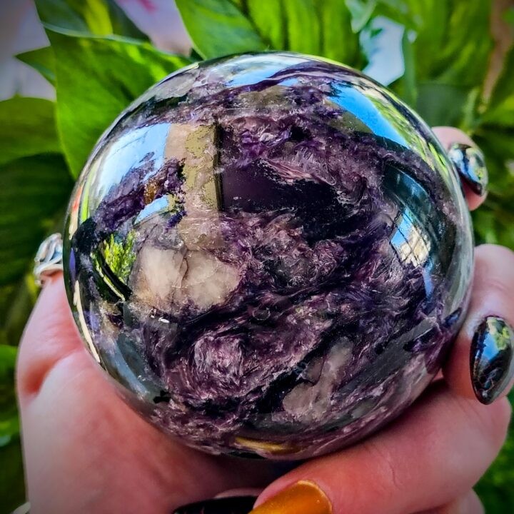 AAA-Grade Charoite Crystal Warrior's Sphere - Sage Goddess